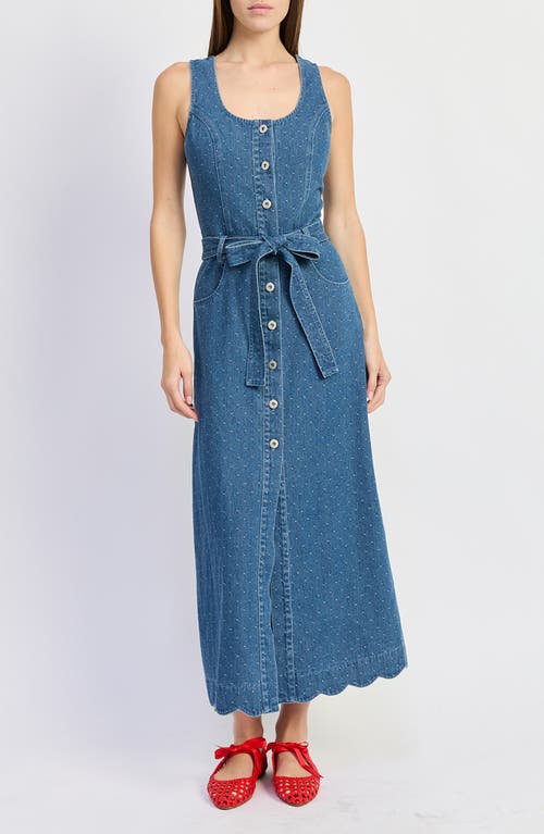 EN SAISON En Saison Polka Dot Denim Midi Dress